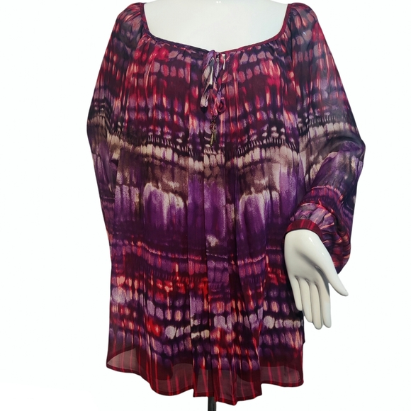 Sara Michelle | Tops | Sara Michelle 3x Plus Red Purple Black Tie Dye ...